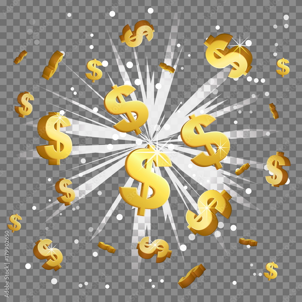 Golden dollar sign light beam lens flare explosion Stock Vector | Adobe ...