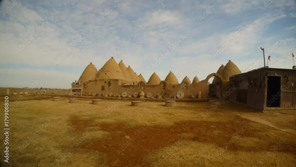traditional old clay houses in the south-east of Turkey, on the border ...