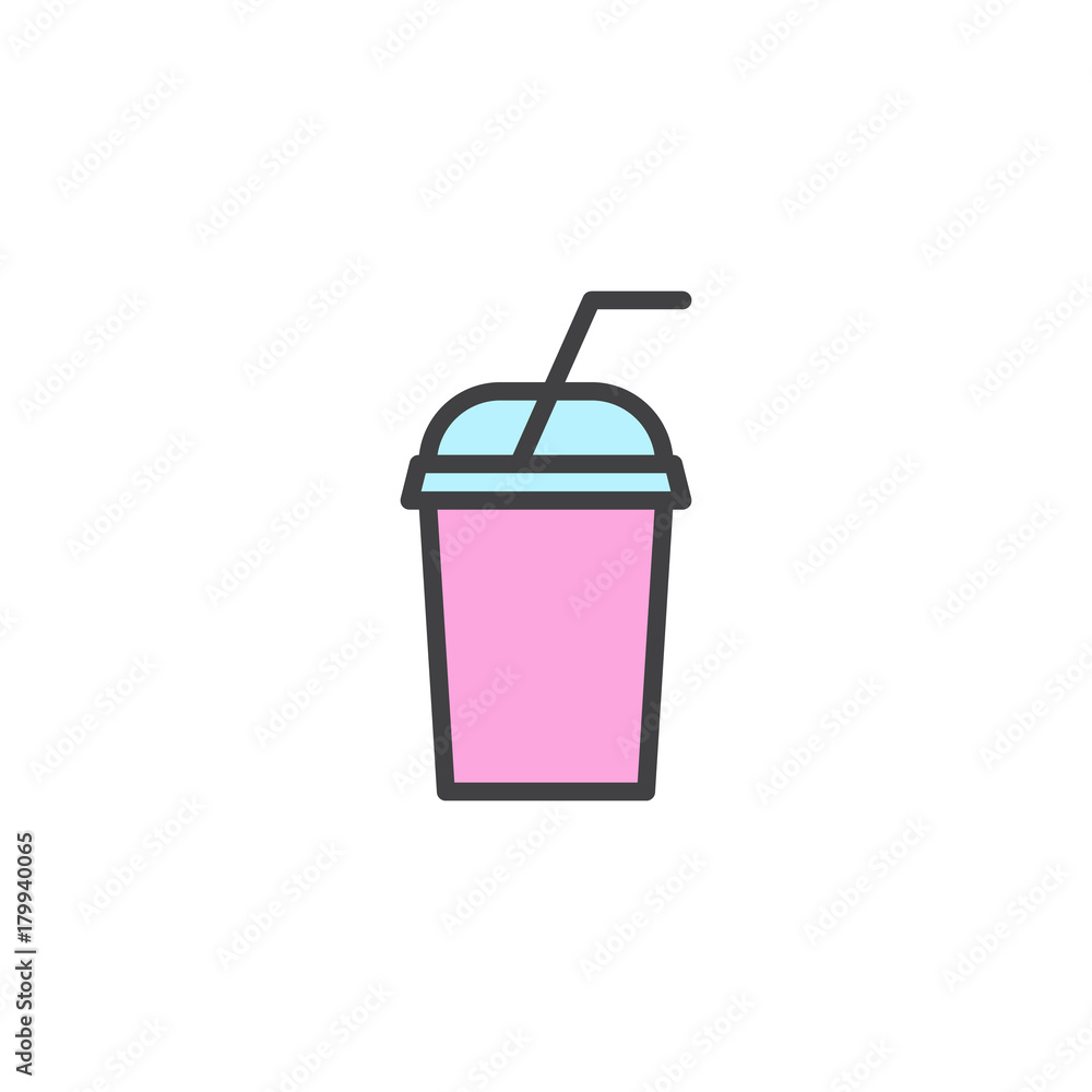 Smoothie drink cup filled outline icon, line vector sign, linear ...
