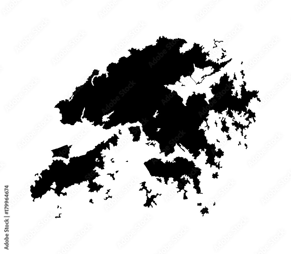 Hong Kong vector map isolated on white background silhouette. High ...