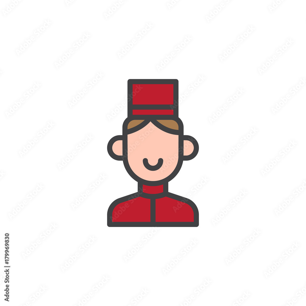 Bell boy filled outline icon, line vector sign, linear colorful ...