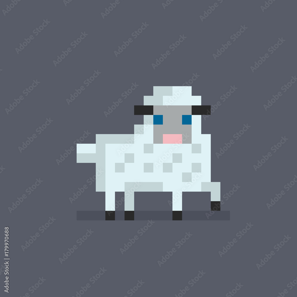 Pixel art cute white sheep. Stock Vector | Adobe Stock