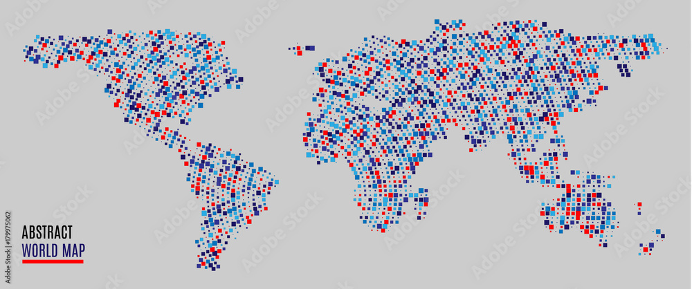 Multicolored dots world map. Easy colors change. Abstract World Map ...