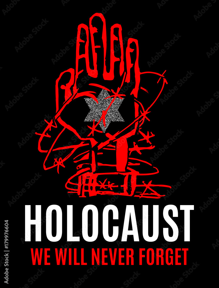 We Will Never Forget. Holocaust Remembrance Day. Yellow Star David ...