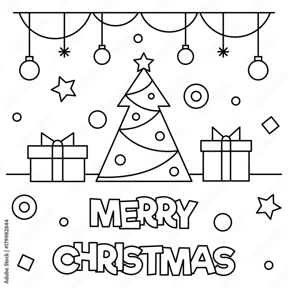 Merry Christmas. Coloring page. Vector illustration. Stock Vector ...