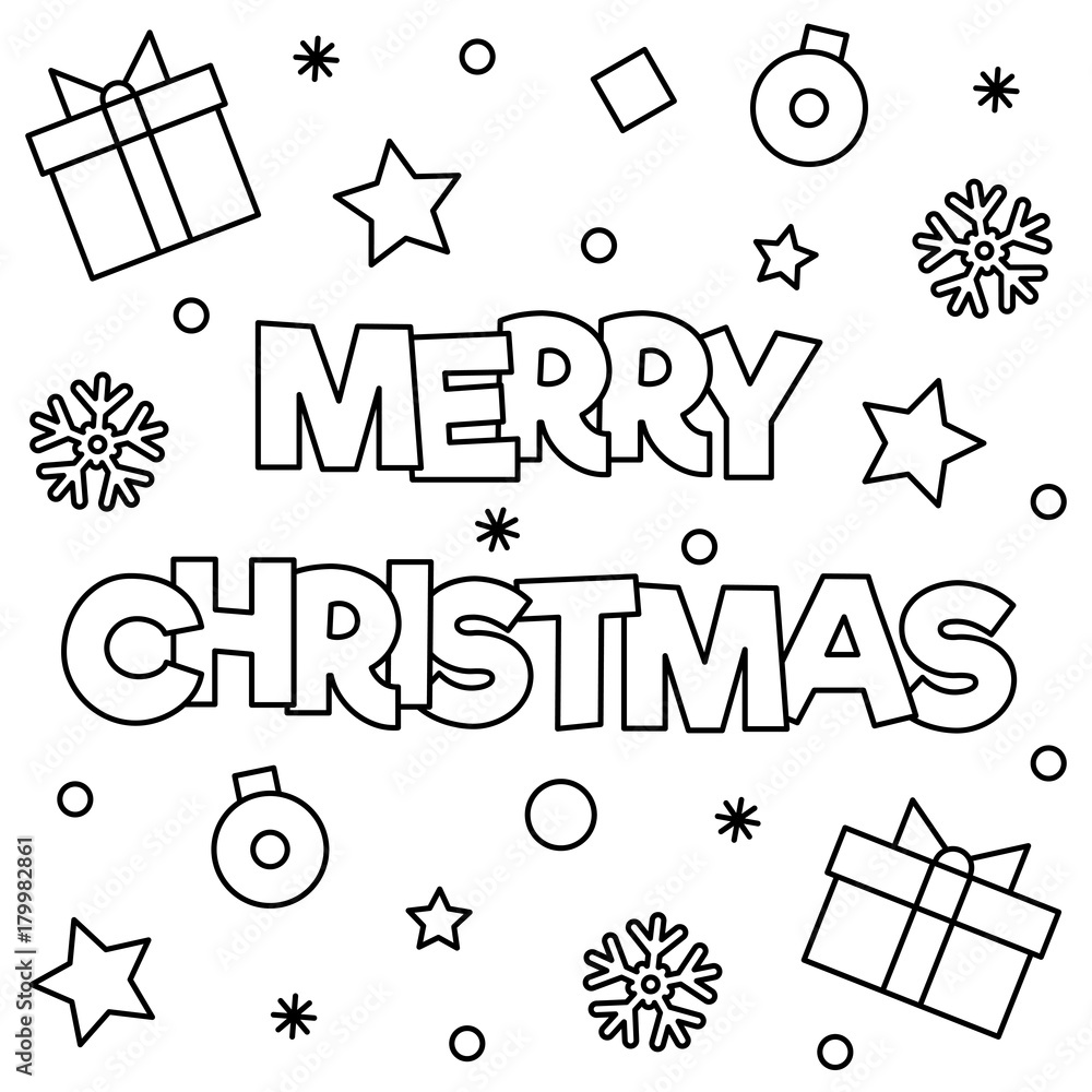 Merry Christmas. Coloring page. Vector illustration. Stock Vector ...