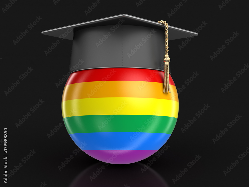 Graduation cap and LGBT flag. Image with clipping path Stock Photo ...