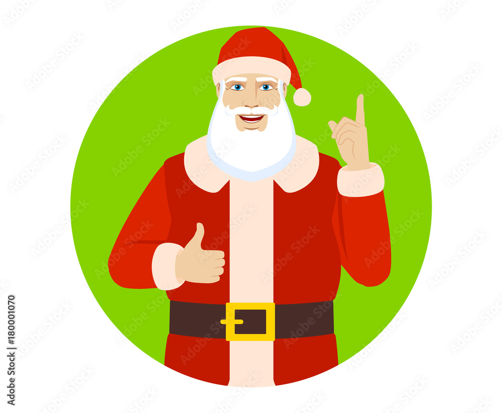 Santa Claus pointing up and showing thumb up Stock Vector | Adobe Stock