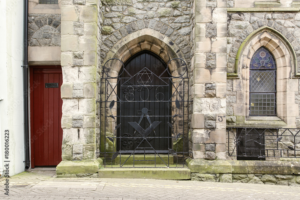 Caernarfon harbour Masonic lodge gate with the number 321 and ...