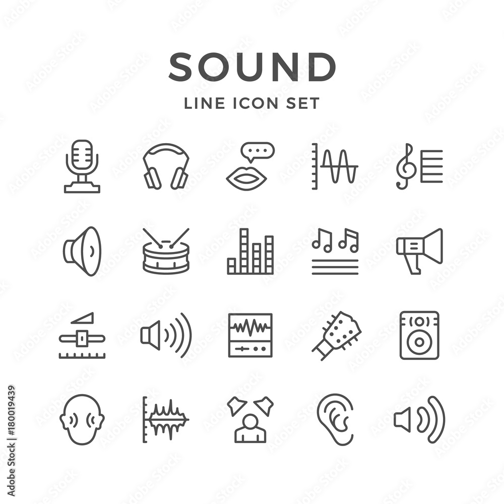 Set line icons of sound Stock Vector | Adobe Stock