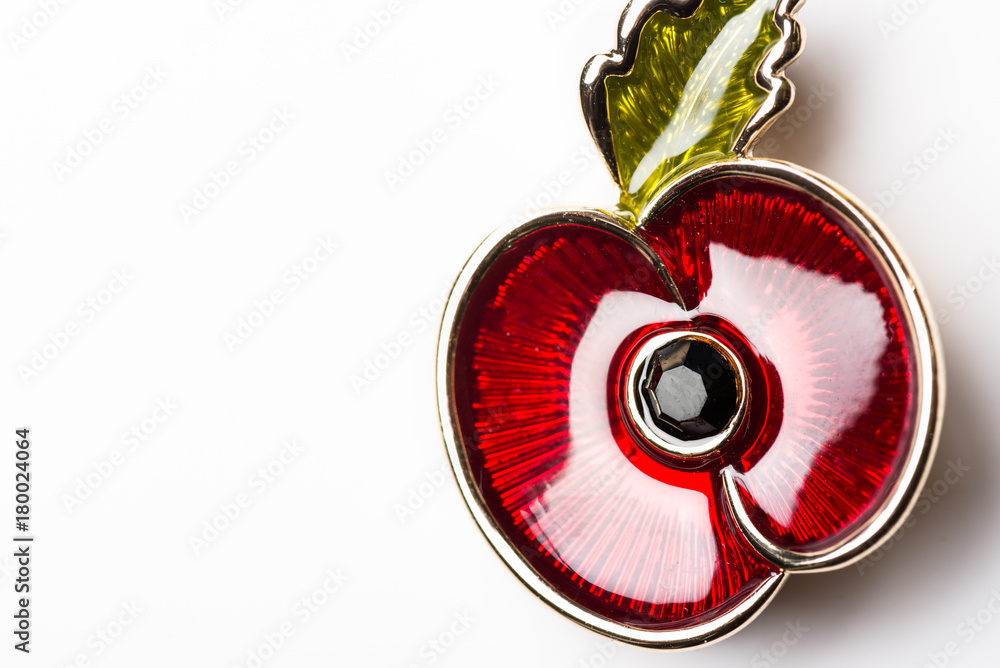 Red Poppy Pin as a Symbol of Remembrance Day Stock Photo | Adobe Stock
