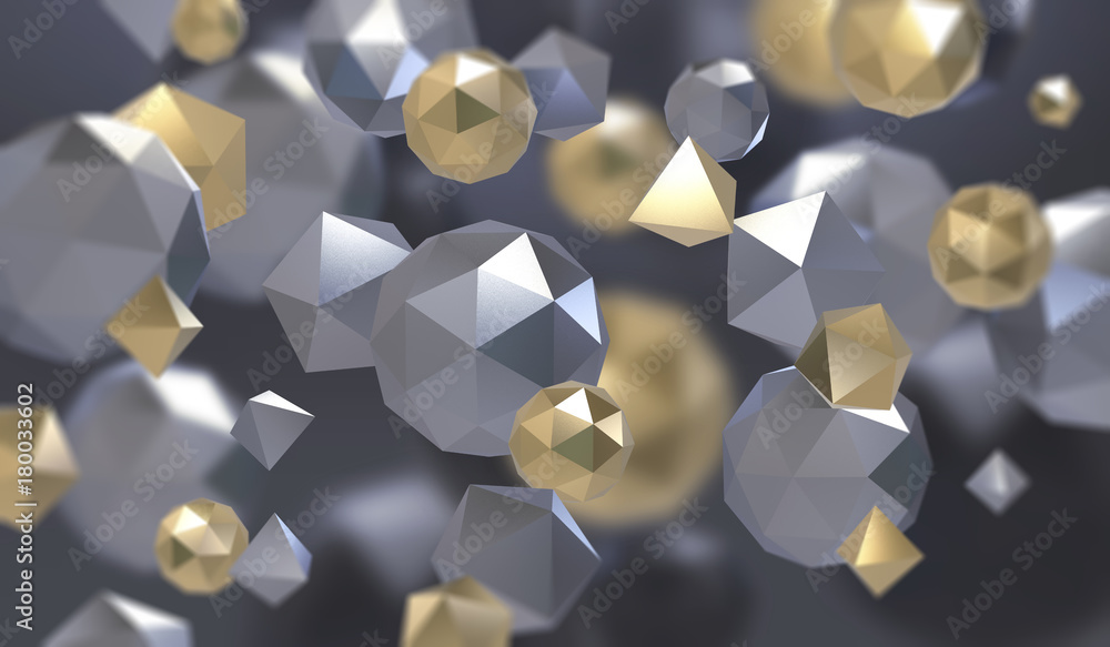 Abstract background with geometric shape from triangular faces. Chaotic ...