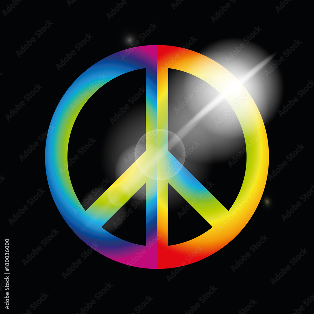 peace zeichen in regenbogenfarben und glanz Stock Vector | Adobe Stock