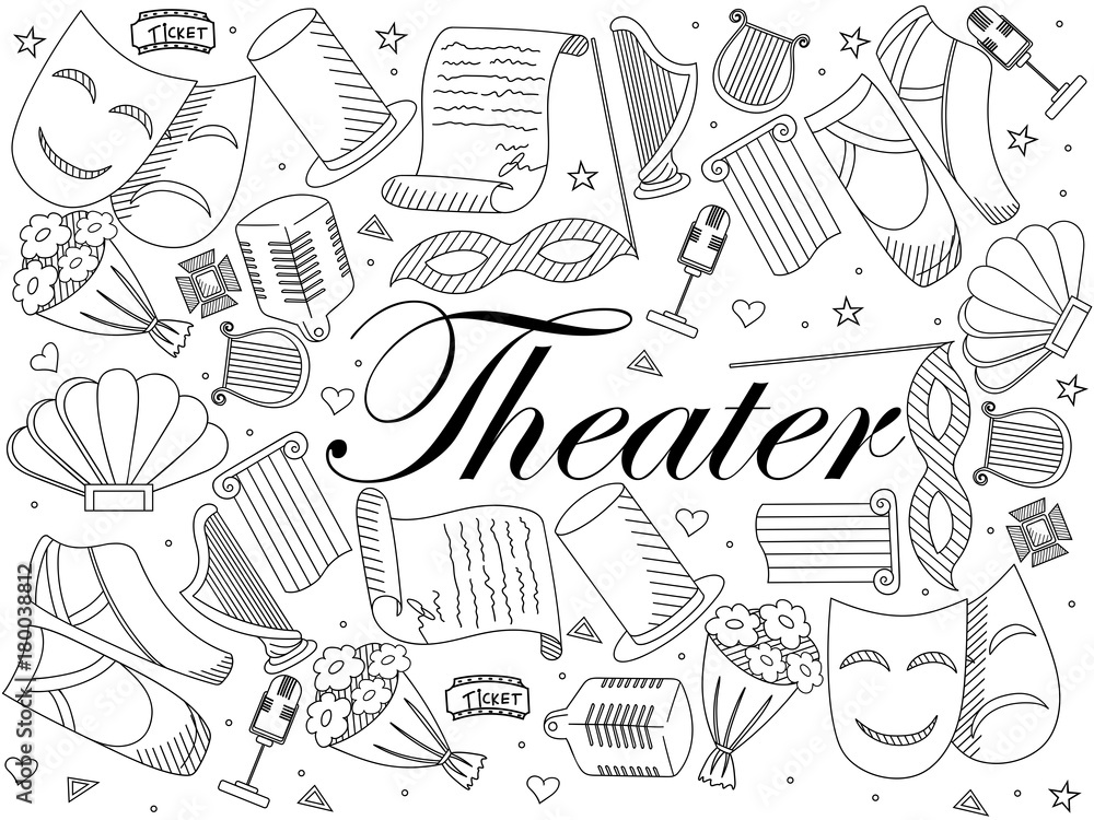 Theater line art design vector illustration Stock Vector | Adobe Stock