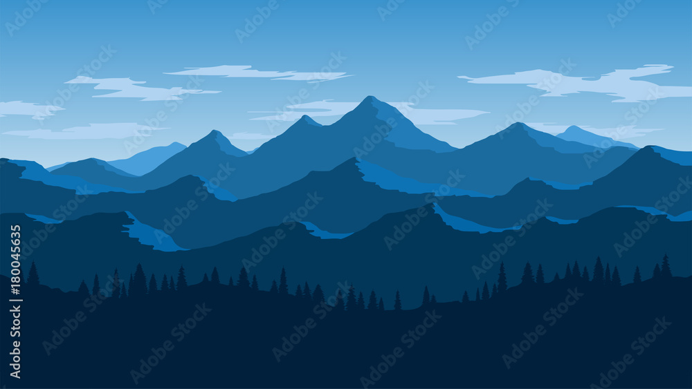 Vector wallpaper with a landscape, a mountain range Stock Vector ...