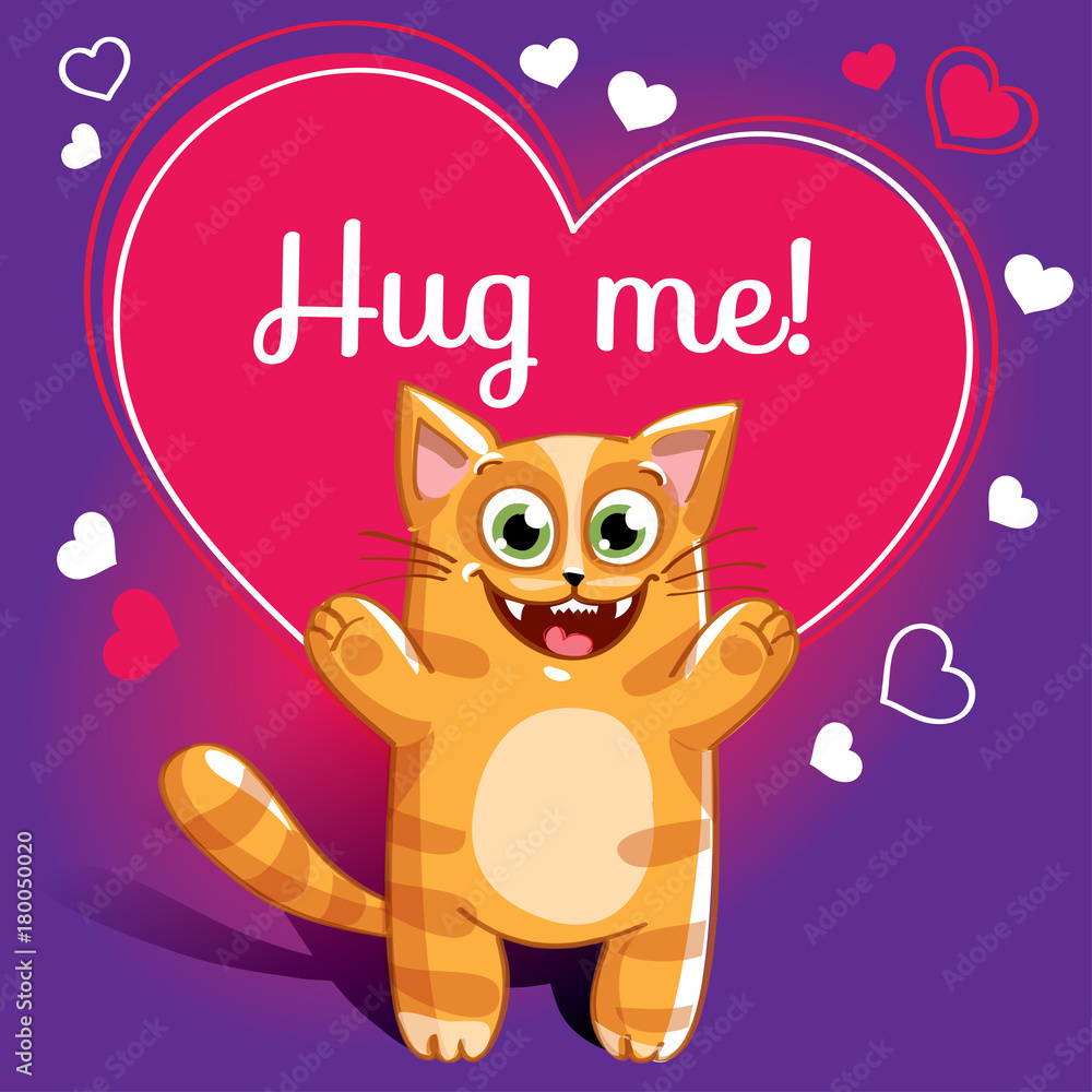 Cartoon cat ready for a hugging Stock Vector | Adobe Stock