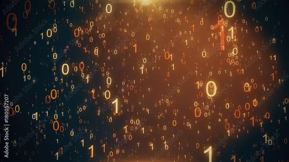 Animated background featuring a particle rain of binary numbers falling ...