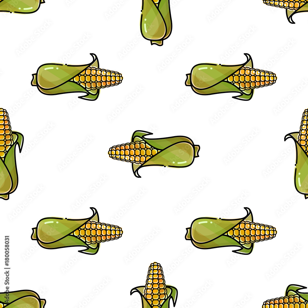 Seamless pattern with corn. Vector background. Stock Vector | Adobe Stock