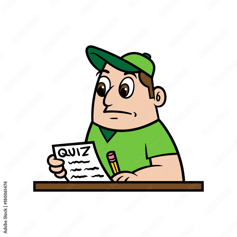 Man Taking a Quiz Cartoon Illustration Stock Vector | Adobe Stock
