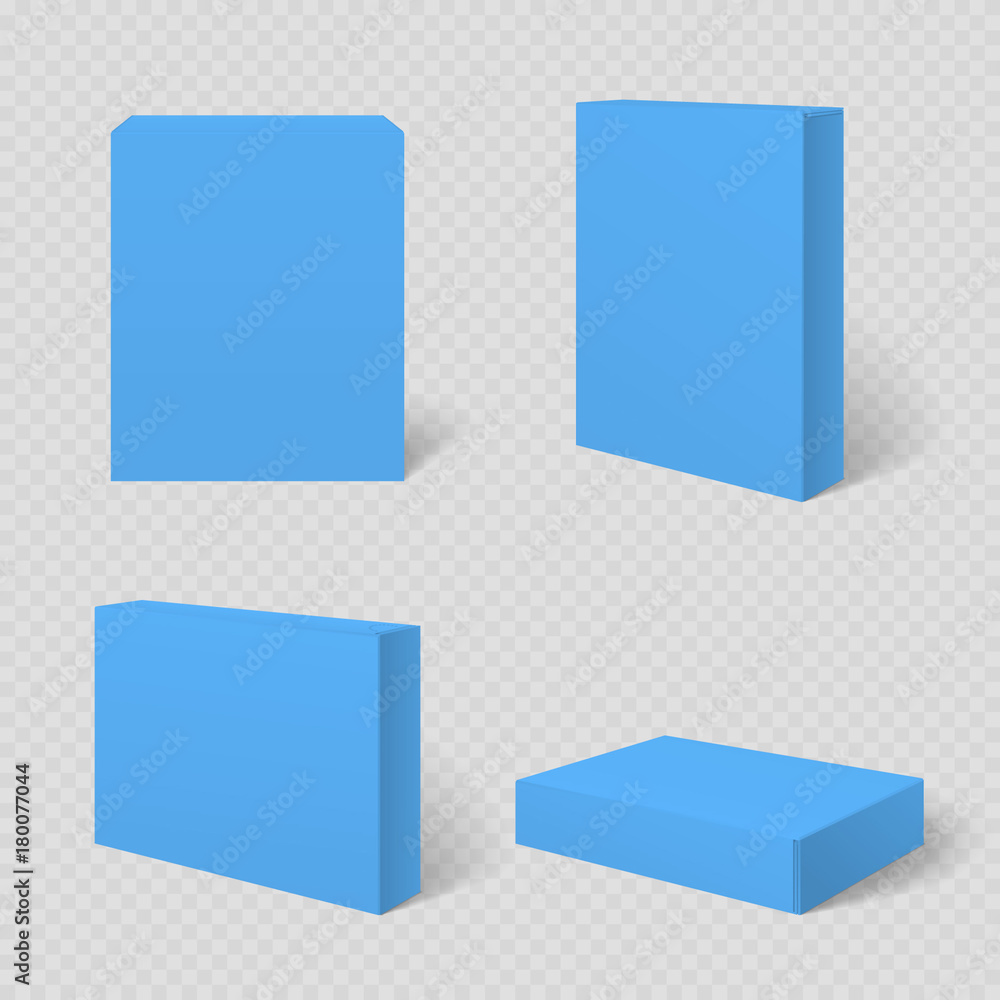 Blue blank cardboard package box vector template Stock Vector | Adobe Stock