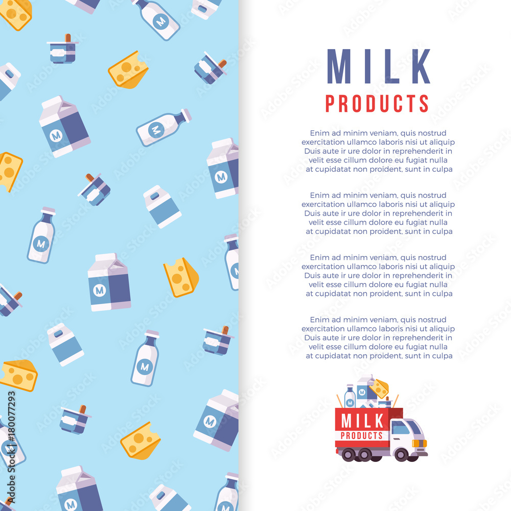 Milk production poster template - farm dairy banner design Stock Vector ...