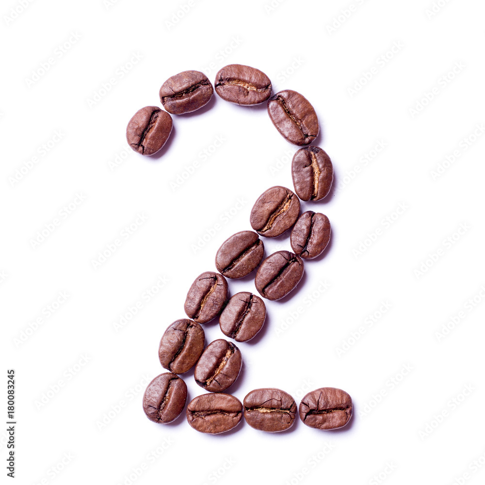 Number 2 two made from coffee beans on isolated white background Stock ...