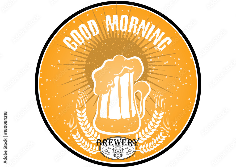 Logo for the brewery called "Good Morning". Vector illustration. Stock ...