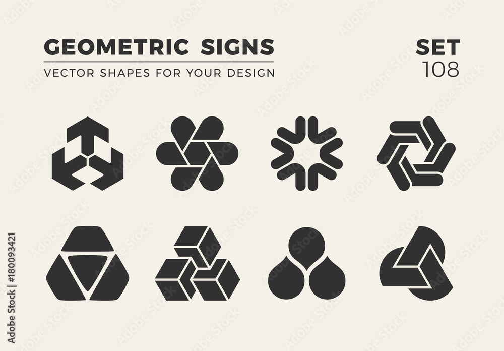 Set of eight minimalistic trendy shapes. Stylish vector logo emblems ...