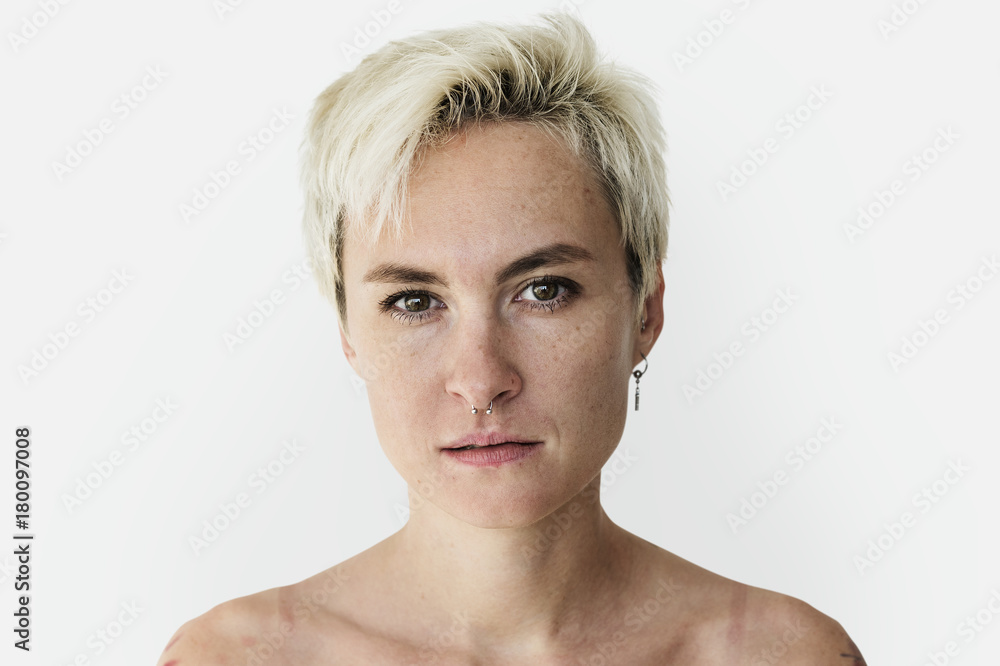 Woman bare chest topless studio portrait Stock Photo | Adobe Stock
