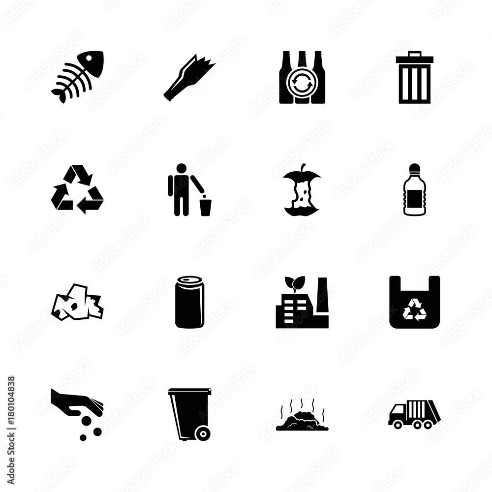 Garbage - Expand to any size - Change to any colour. Flat Vector Icons ...