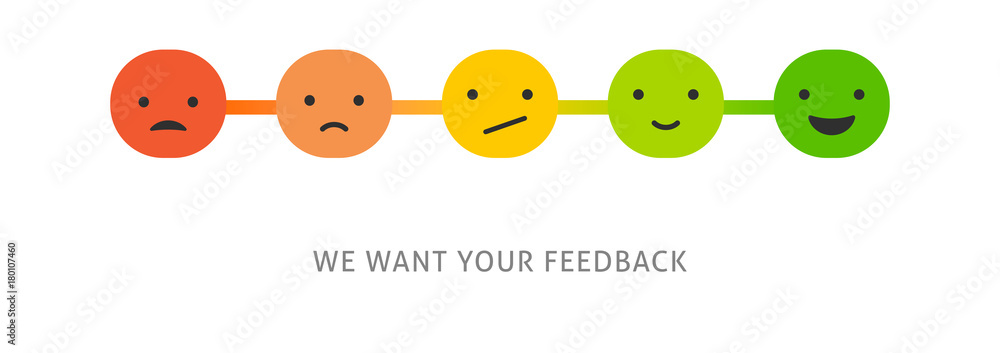 Feedback concept design, emoticon, emoji and smile, emotions scale ...