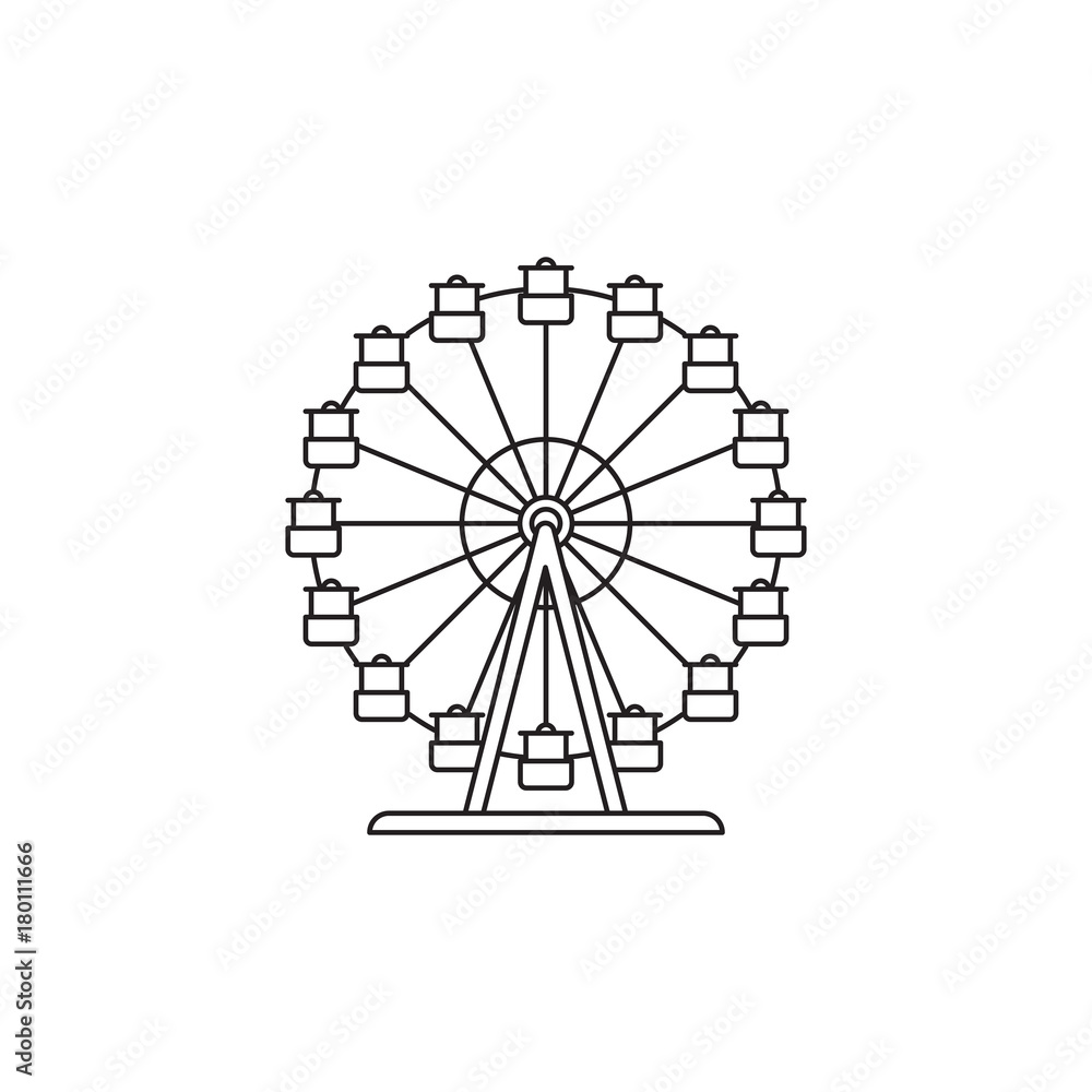 . Ferris wheel icon vector linear design isolated on white background ...