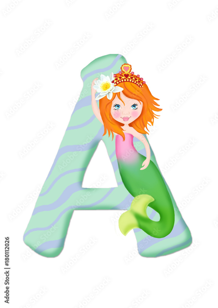 girl, alphabet, mermaid Stock Illustration | Adobe Stock