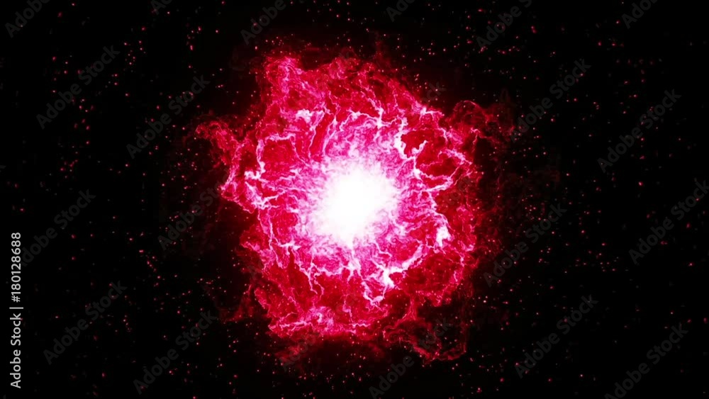 Big bang, big red explosion in the space. Big bang, beginnings of the ...