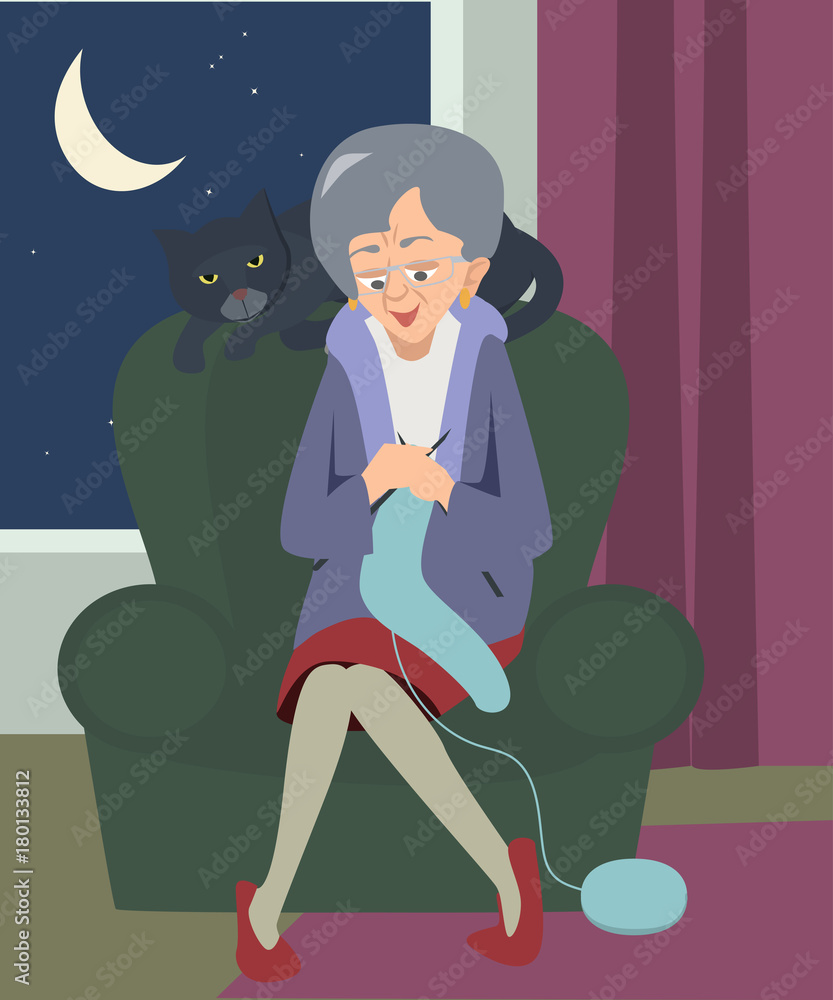 Old Cat Lady Cartoon