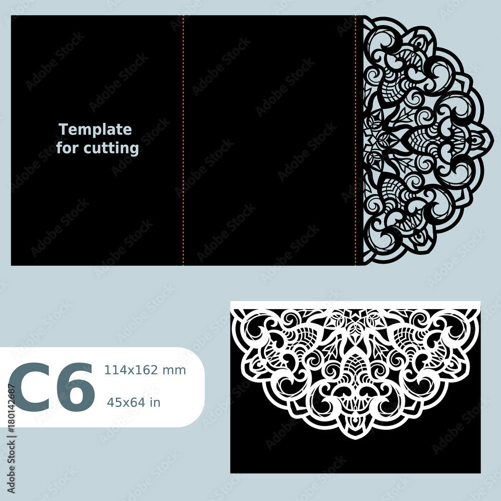 C6 paper openwork greeting card, wedding invitation, lace invitation ...