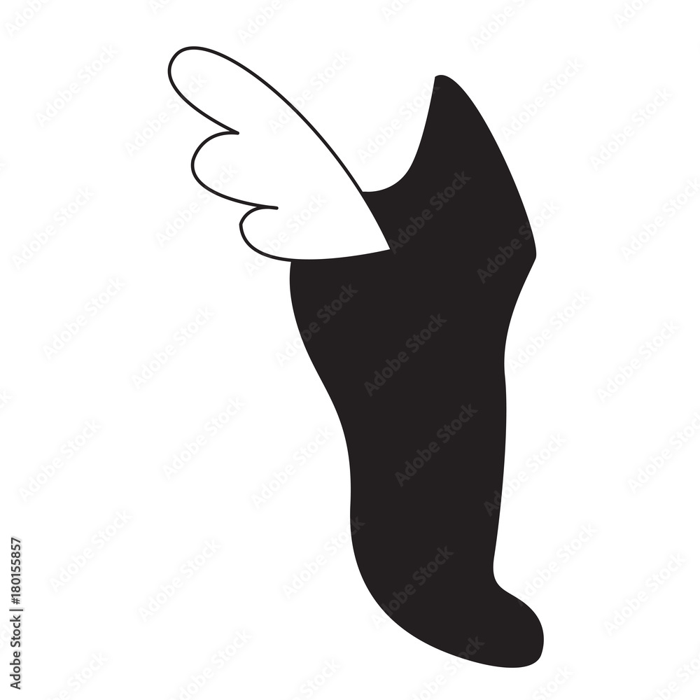 Silhouette of a feet with wings, Delivery icon, Vector illustration ...
