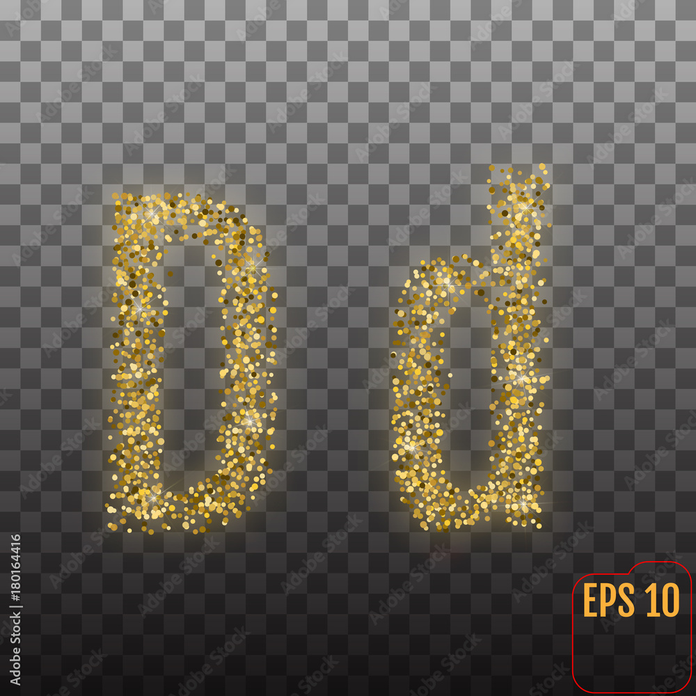 Vector Alphabet. Gold letter D on transparent background. Gold alphabet ...