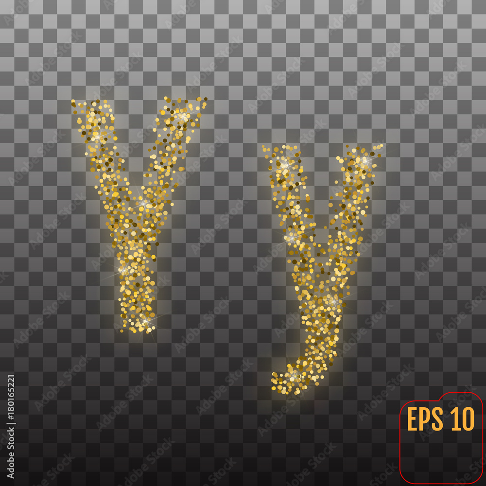 Vector Alphabet. Gold letter Y on transparent background. Gold alphabet ...