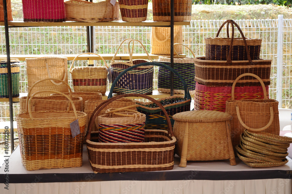 Malaysian handicraft commercialized and displayed for sale. Mainly made ...