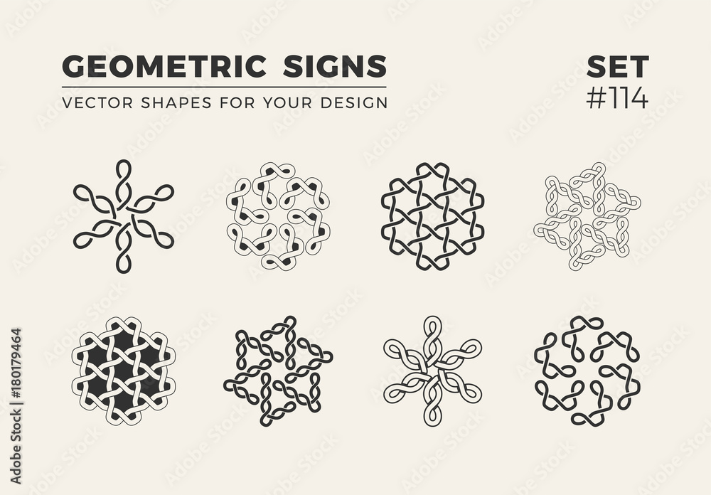 Set of eight minimalistic trendy shapes. Stylish vector logo emblems ...