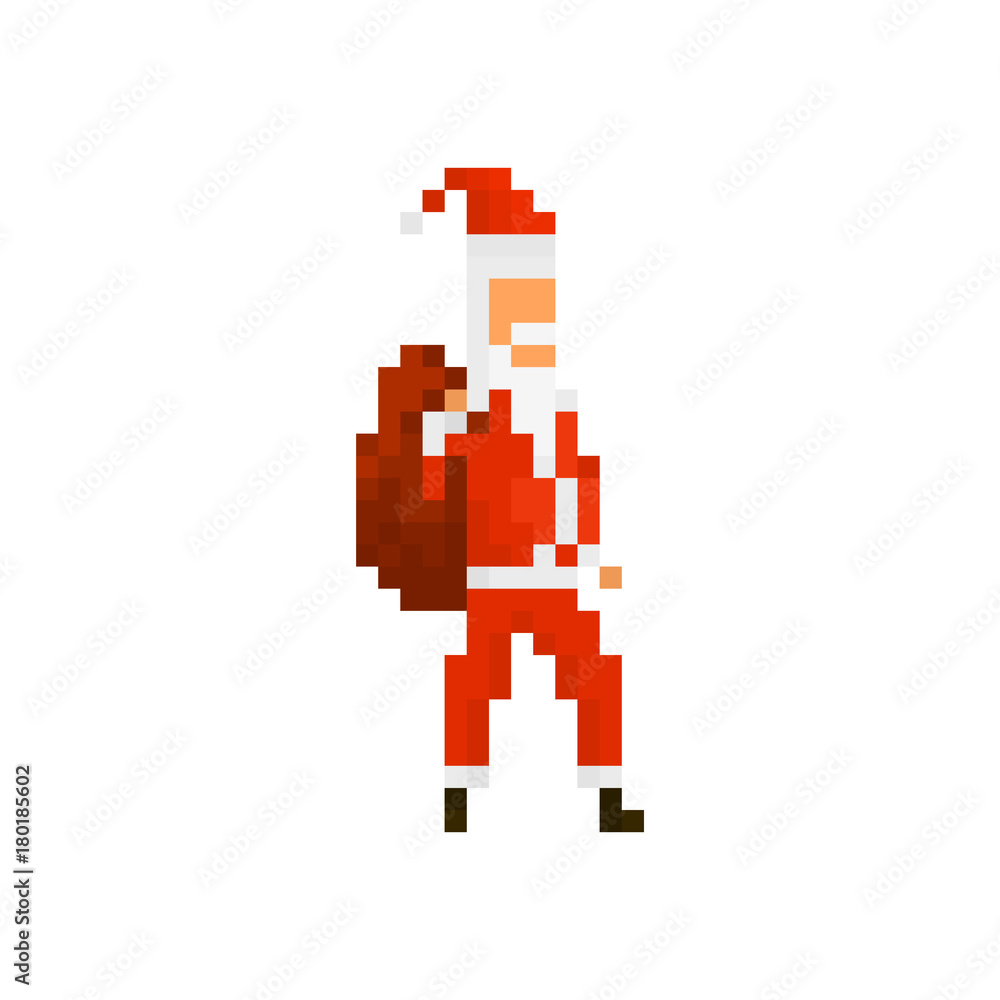 Pixel character Santa for games and applications Stock Illustration ...