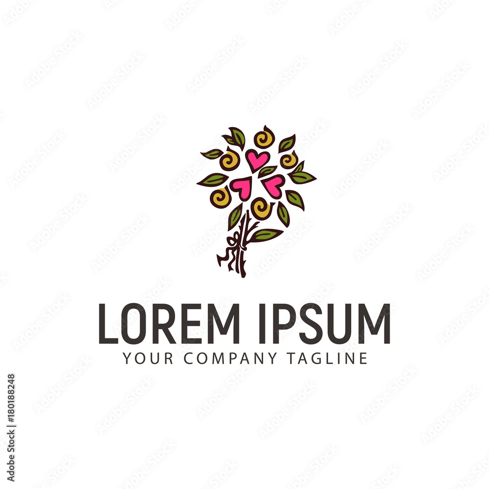 wedding flower arrangements logo hand drawn design concept template ...