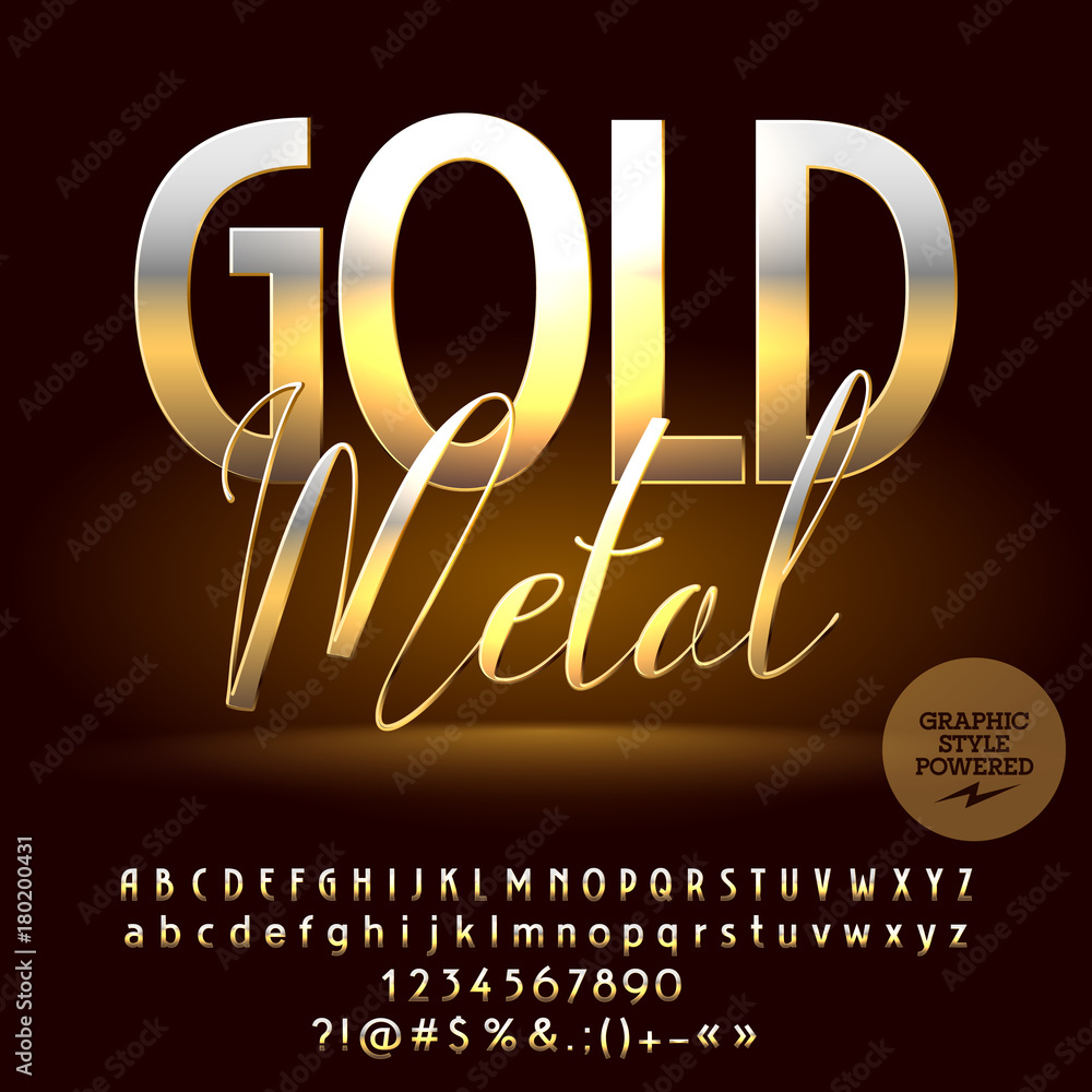 Vector High Class golden Alphabet letters set, Numbers and Symbols ...