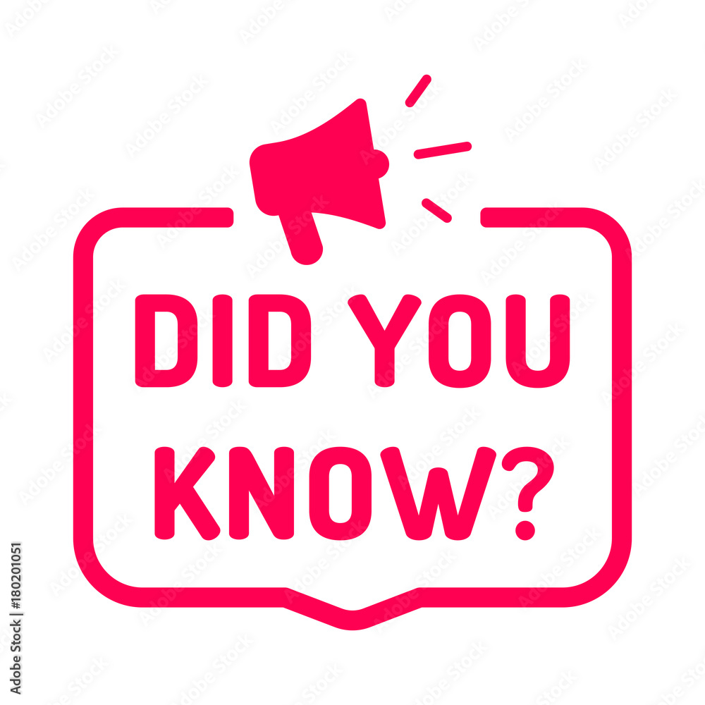 DId you know. Badge with megaphone icon. Flat vector illustration on ...