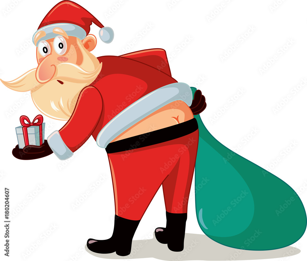 Funny Santa in Embarrassing Moment with Christmas Gifts Cartoon Stock ...