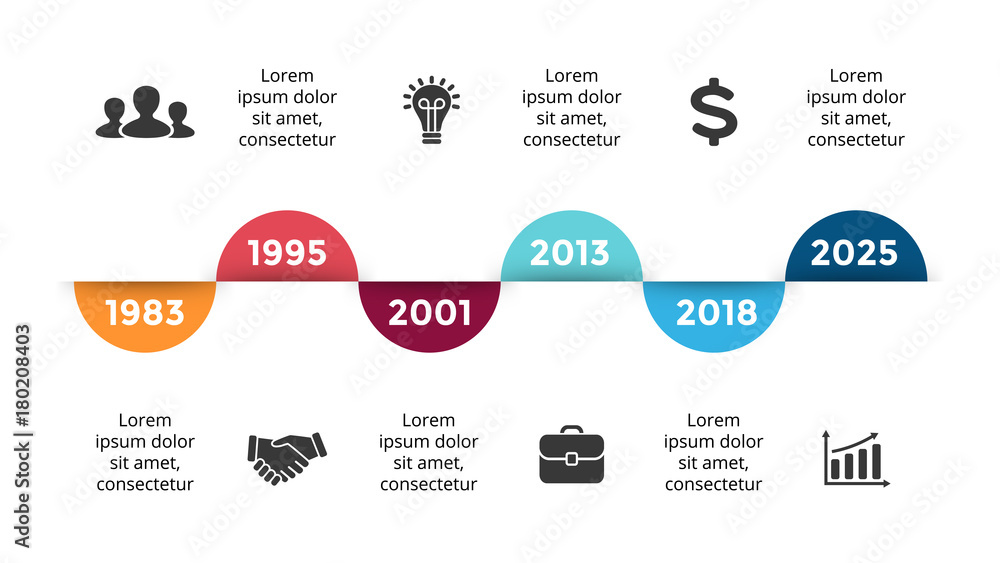 Vector arrows circles timeline infographic, diagram chart, graph ...