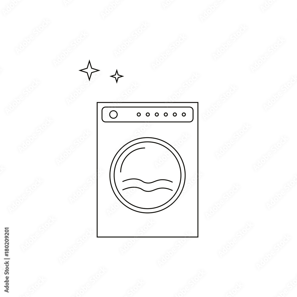 Washer vector icon. Washing machine outline icon. Stock Vector | Adobe ...