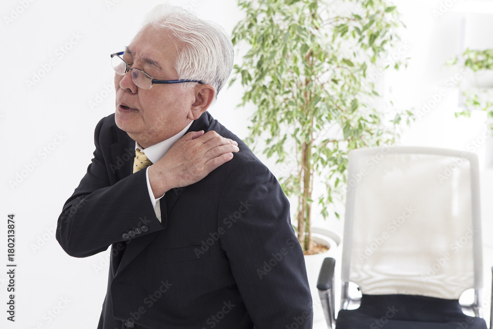 Old man with shoulder pain Stock Photo | Adobe Stock