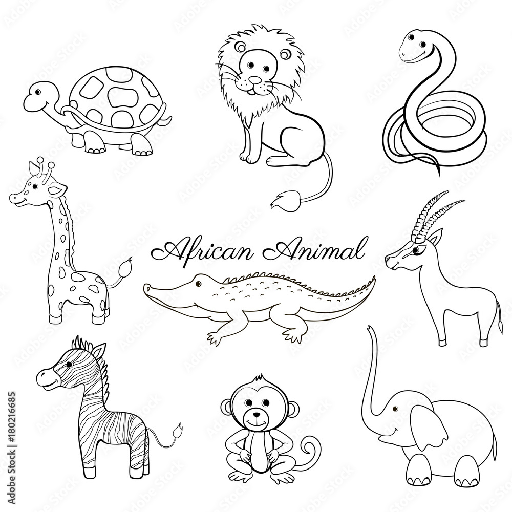 African Animals Clipart Black And White